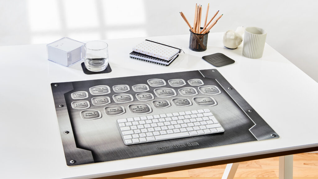 Concept Memory Design - Sous main PC GRIS avec raccourcis clavier